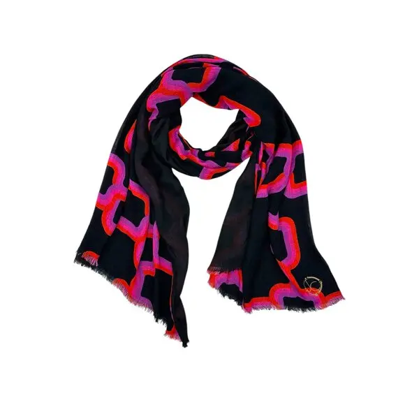 JULIA CLANCEY Black / Pink Link Black Magenta Modal Reversible Scarf - Black/pink
