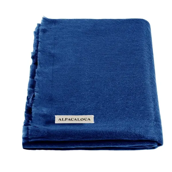 ALPACA LOCA Slim Scarf Shawl Bright Alpaca Wool - Blue