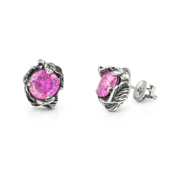 UNALOE Silver Stud Earrings With Zirconia - Silver/pink