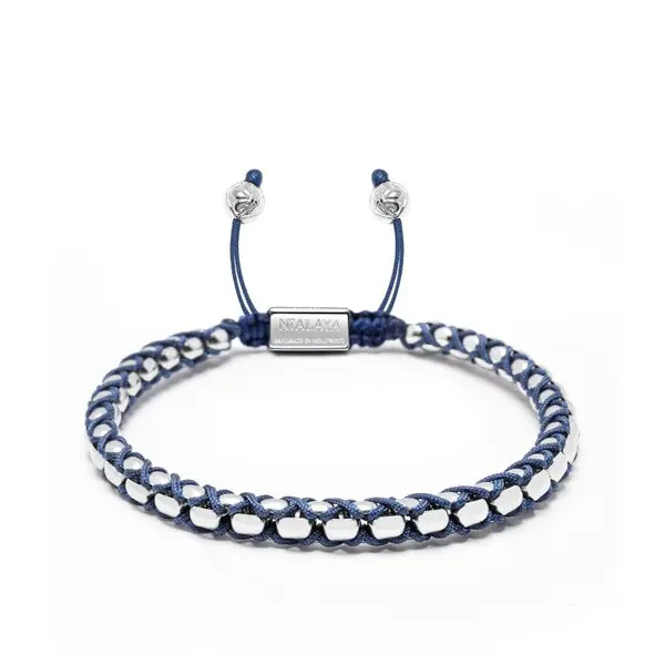 NIALAYA JEWELRY String Box Chain Bracelet - Silver/blue