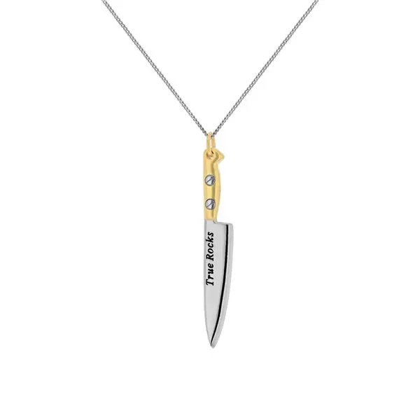 TRUE ROCKS Two Tone Knife Pendant Necklace - Gold/silver