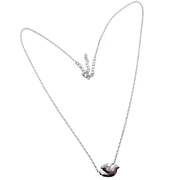AMY DELSON JEWELRY Sterling Silver Dove Necklace With White Topaz - Silver/white