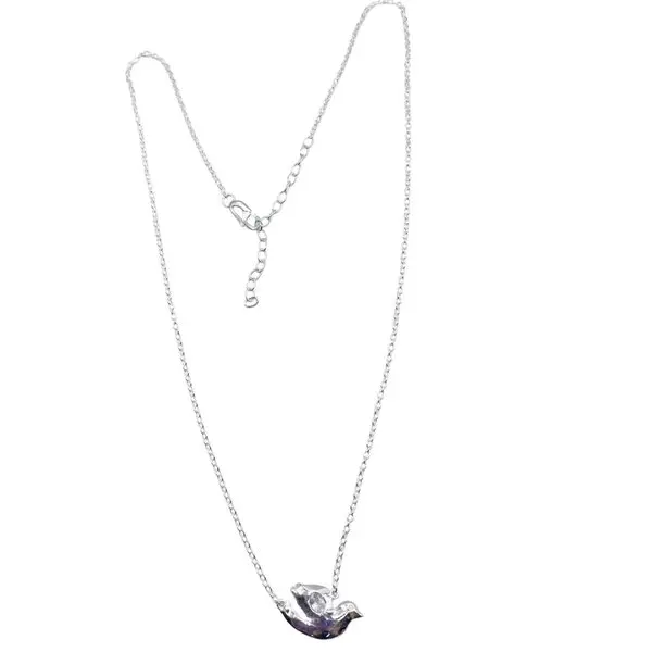 AMY DELSON JEWELRY Sterling Silver Dove Necklace With White Topaz - Silver/white