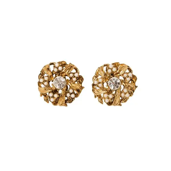 CARAMEL VINTAGE JEWELLERY Vintage Plated Crystal Earrings - Gold