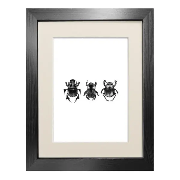 EMILY CARTER Dung Beetles' Fine Art Print A5 - Black