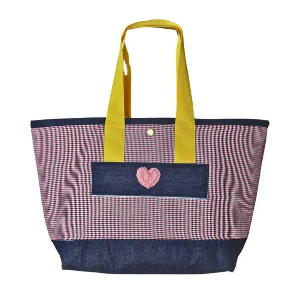COUTURE TO YOUR DOOR Houndstooth Denim Tote Bag