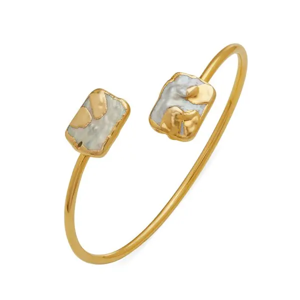 DHWANI BANSAL Adjustable Gold Lune Bracelet With Baroque Pearls - Gold/white