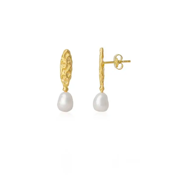 SPERO LONDON Drop Baroque Pearl Earrings - Gold