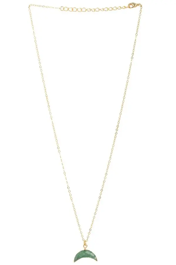 Saachi Moon Gemstone Necklace And Earring Set - Green