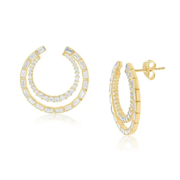 SHYMI Double Hoop Zirconia Earrings - Gold