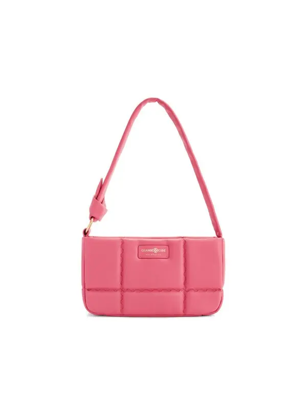 ORANGE CUBE Mosaic Square Stitch Cushion Shoulder Bag - Pink