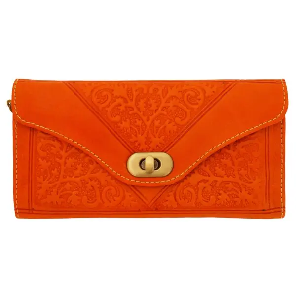 BERBER LEATHER Leather Tri-fold Purse - Orange