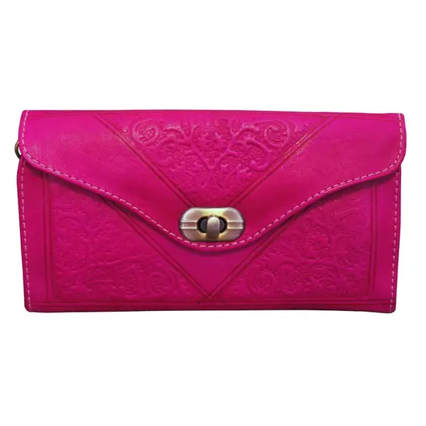 BERBER LEATHER Leather Tri-fold Purse - Pink