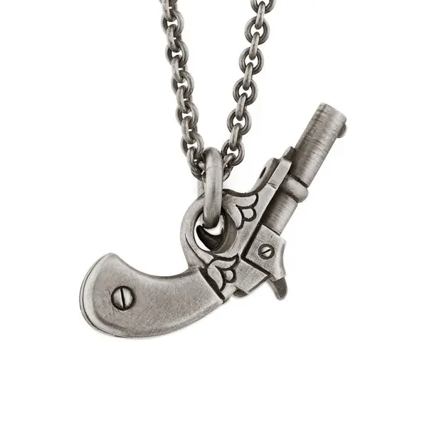 SNAKE BONES Gun Pendant In Sterling - Silver