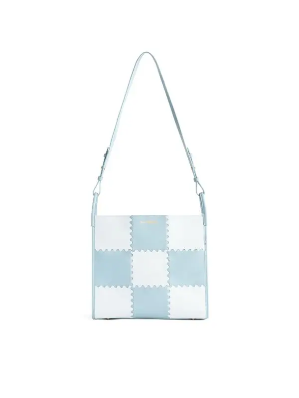ORANGE CUBE Mosaic Square Stitch Tote Bag - Blue