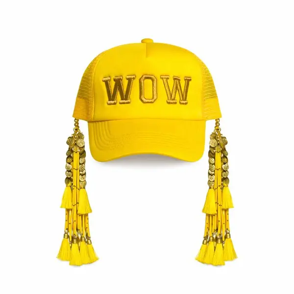 JULIA CLANCEY Embroidered Trucker Cap With Tassels - Yellow