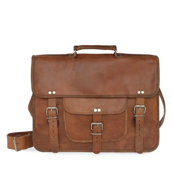 VIDA VIDA Leather Satchel Fifteen Inch - Brown