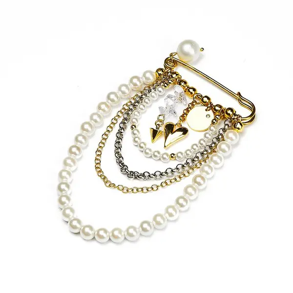 KIREI Icon Brooch With Chains - Gold/silver