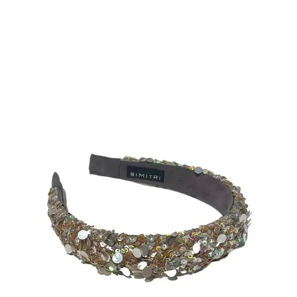 SIMITRI Embellished Sequin Headband - Gold/brown