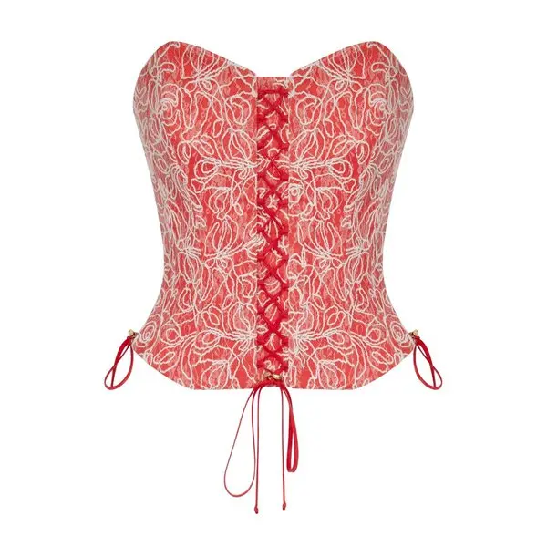 ELSAVA Scarlet Bloom Corset - Red