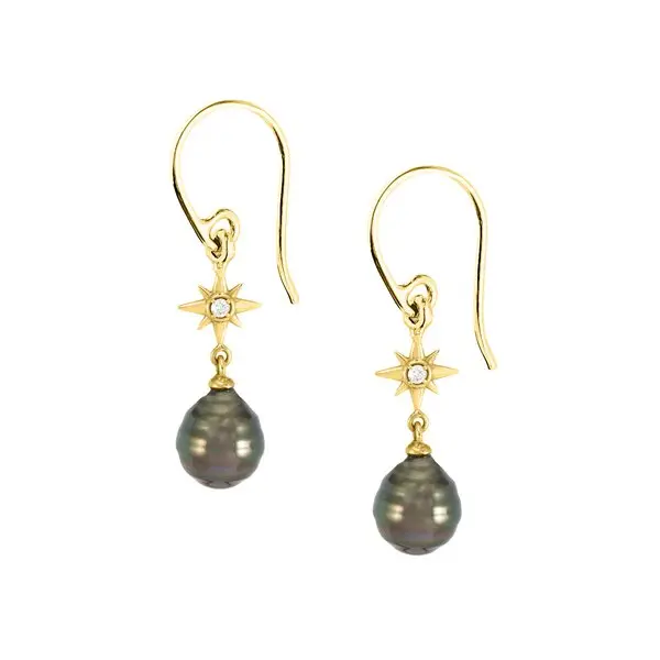 DOWER & HALL Yellow North Star Drop Earrings With Pearl And Diamond - Gold