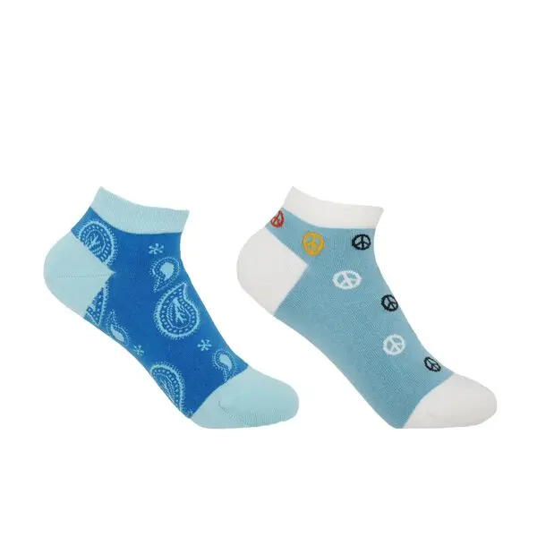 PEPER HAROW - MADE IN ENGLAND Peace & Organic Paisley Trainer Socks Bundle - Blue