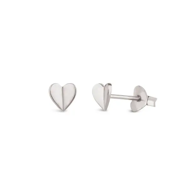 DINNY HALL Bijou Folded Heart Studs - Silver
