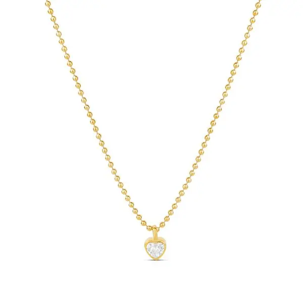 SHYMI Bezel Heart Pendant Necklace - Gold