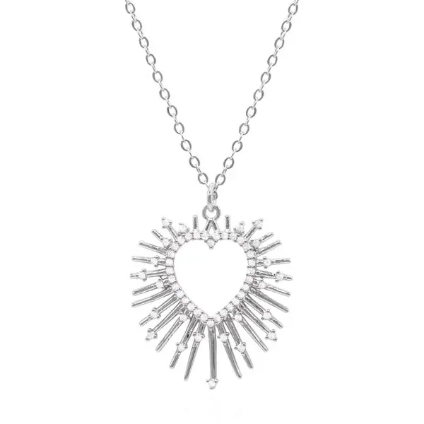 LUNA CHARLES Cher Starburst Heart Pendant Necklace - Silver