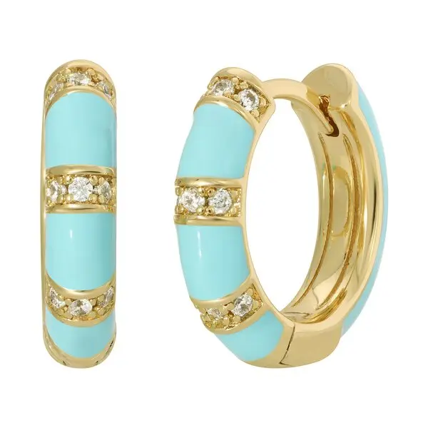 LEEADA JEWELRY Lamill Enamel Huggies - Blue