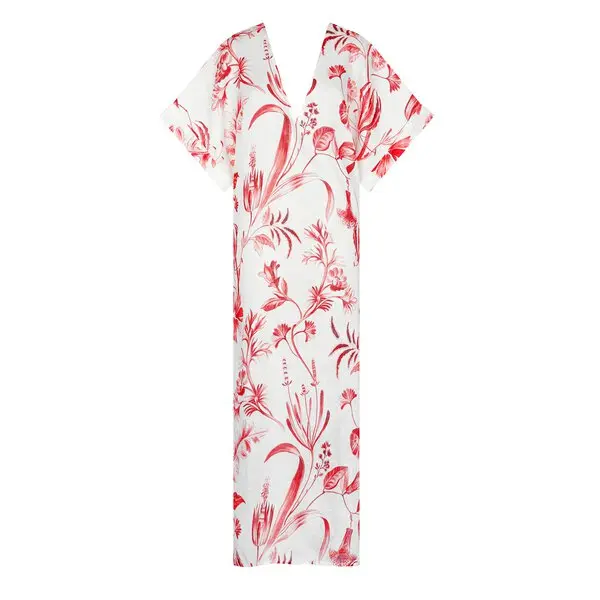 AGUACLARA Rouge Long Tunic With V-neck And Side Slits
