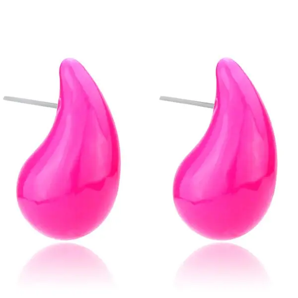 SHYMI Enamel Tear Drop Earrings - Pink