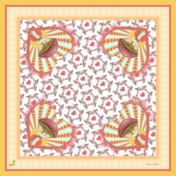 Henelle Gold / Red / Yellow Venice Beach Silk Scarf - Gold/red/yellow