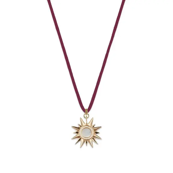 TOOLALLY Sunburst Suede Necklace - Purple/white