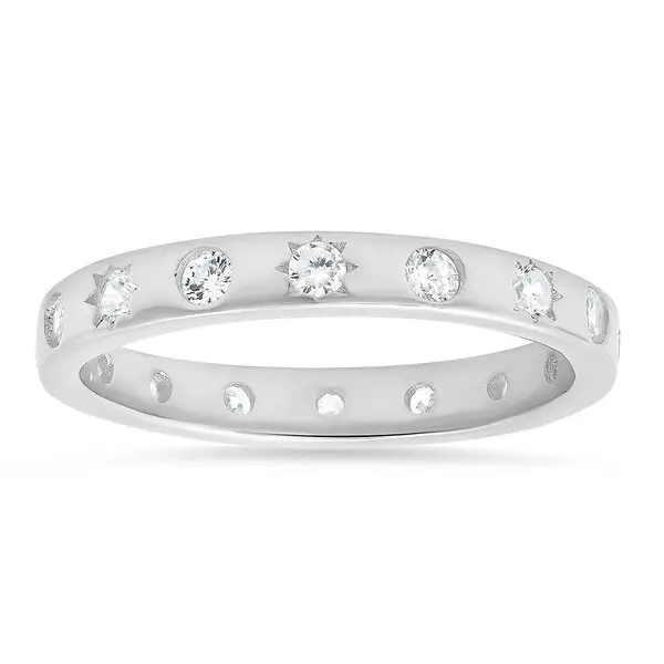 KYLIE HARPER Celestial Diamond Cz Stackable Eternity Band Ring - Silver