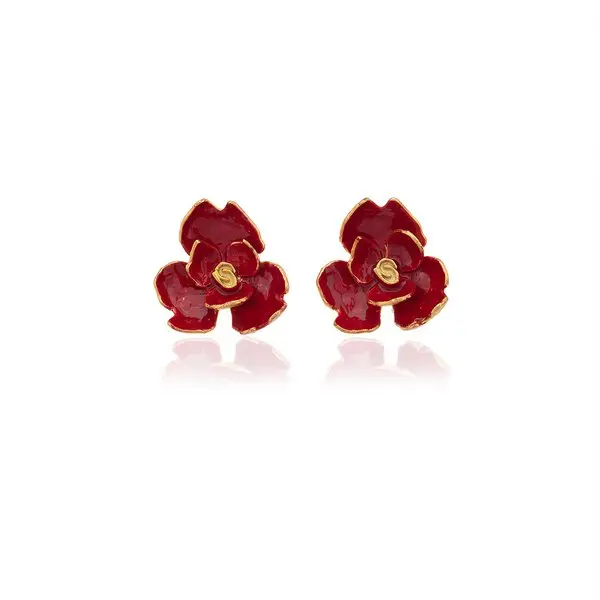 MILOU JEWELRY Rose Flower Stud Earrings - Red