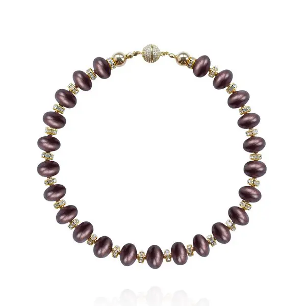 SAULE LABEL Mika Beaded Necklace - Brown/gold