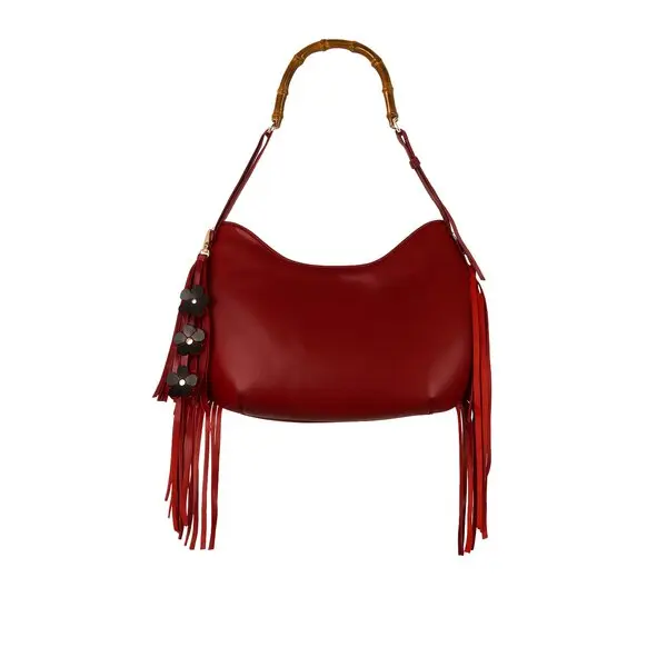 F3ROG BY RANA Ferrari Fringe Gordon Hobo Bag - Red
