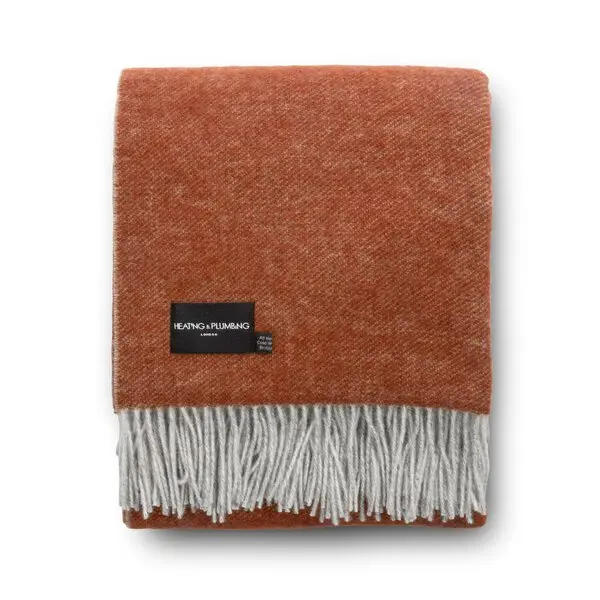 HEATING & PLUMBING LONDON Grey / Red The Loft Pure New Wool Throw Reversible Brick / Grey - Grey/red