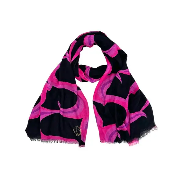 JULIA CLANCEY Black / Pink Jcjc Black Magenta Modal Reversible Scarf - Black/pink