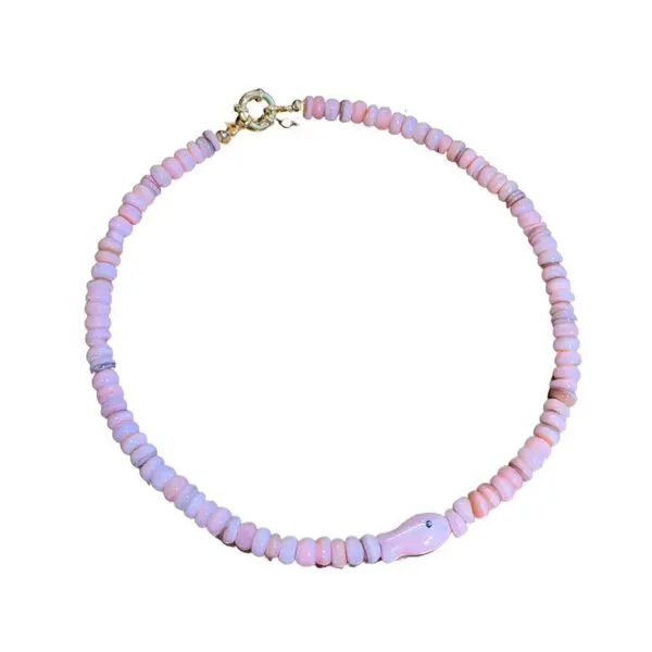 MISS MAY THE BRAND Necklace With Porcelain Fish And Shell Beads - Pink