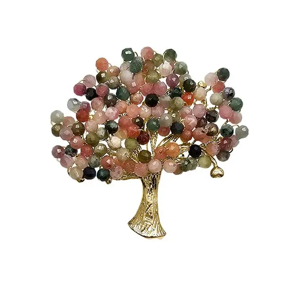 FARRA Tree Shape Tourmaline Brooch - Purple