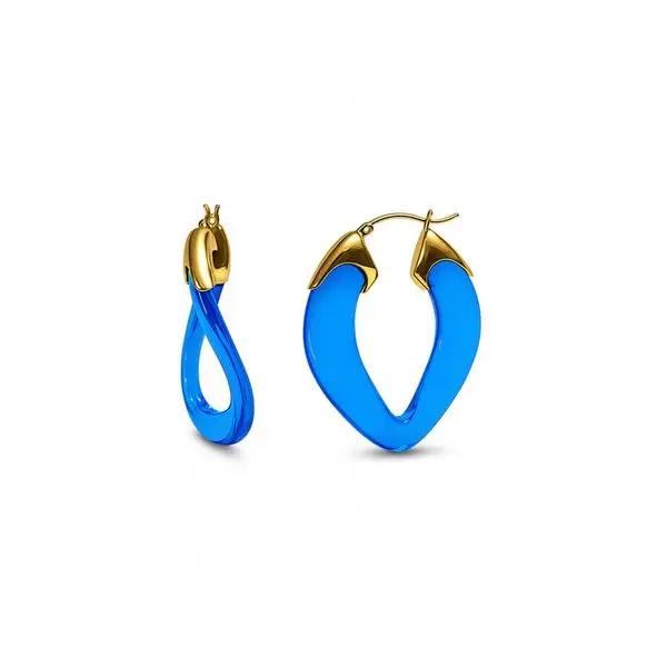 GOLD & HONEY Sapphire Blue Lucite Curb Link Hoop Earrings - Blue/gold