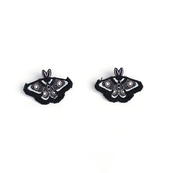 NANA WATANABE Moth Winged Embroidered Earrings - Black