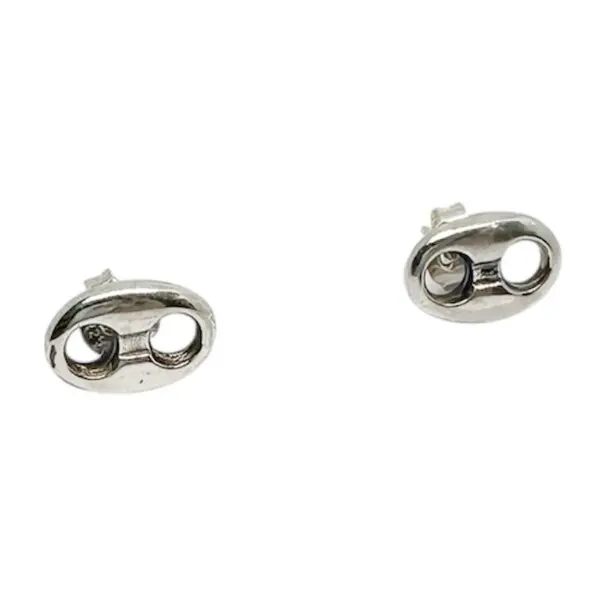 TG-JEWELLERY BY TAMARA GERVASIO Stud Anchor Link Earrings - Silver/black