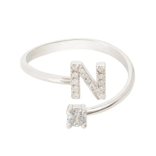 LATELITA Initial Ring - White/silver
