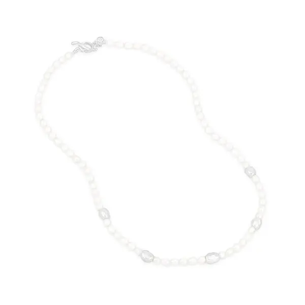 DOWER & HALL Ocean Pebble Pearl Necklace - Silver/white