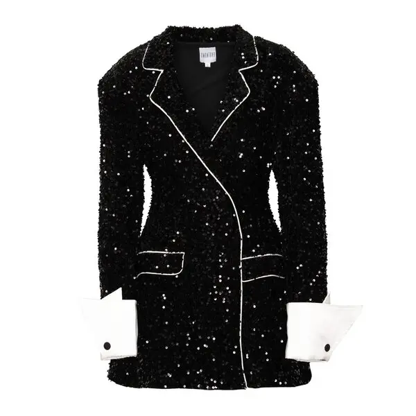 OFUURE Sequin Blazer Dress With Cuff Detail - Black