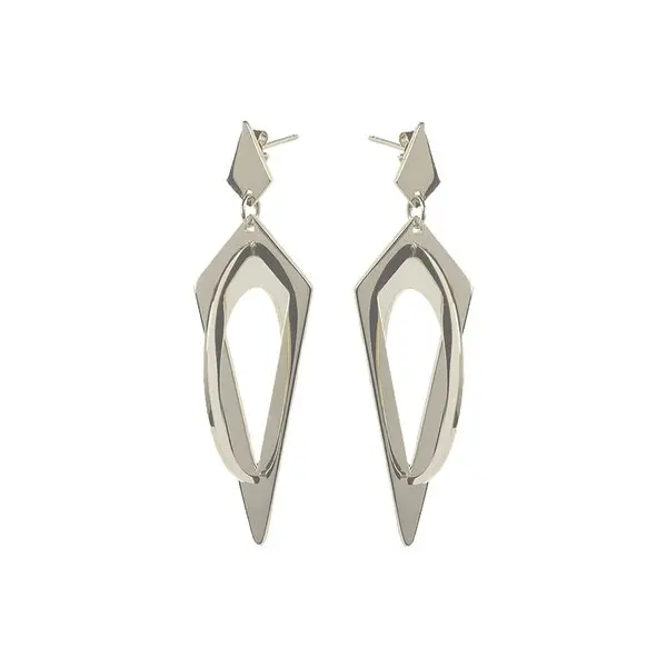 TOOLALLY Crescent Hoop Dangle Earrings - Silver