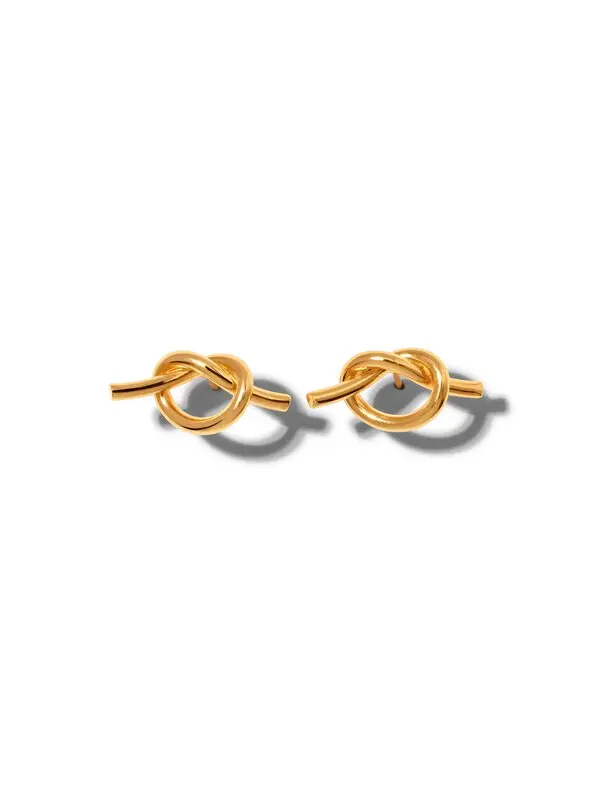 JAREDJAMIN Why Knot Stud Post Earrings In 18k Plate - Gold